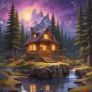 Seaglasscoaztallemonades.com | Art | Rustic Cabin In Enchanted Forest ...